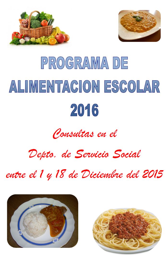 PROGRAMA DE ALIMENTACION ESCOLAR 2016 | Instituto Nacional