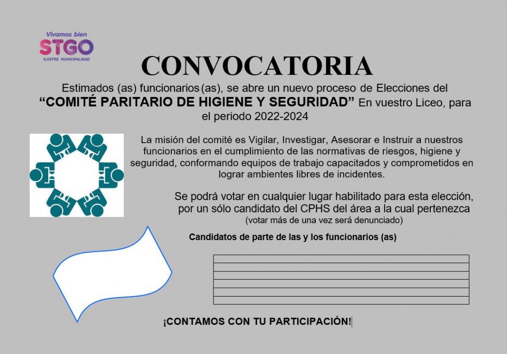 CONVOCATORIA ELECCIÓN COMITÉ PARITARIO DE HIGIENE Y SEGURIDAD ...