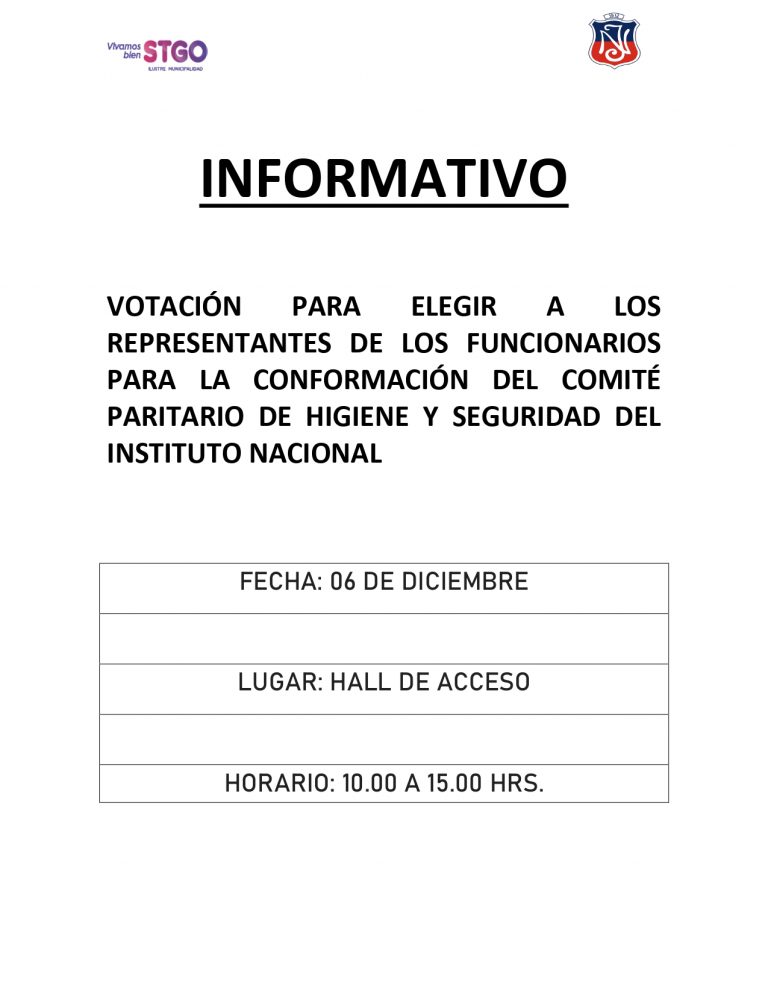 PROCESO DE ELECCIÓN DE COMITÉ PARITARIO IN | Instituto Nacional